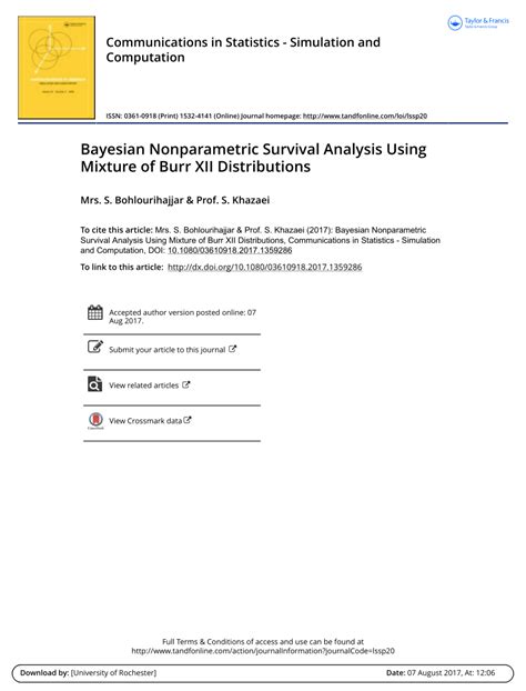 Pdf Bayesian Nonparametric Survival Analysis Using Mixture Of Burr Xii Distributions