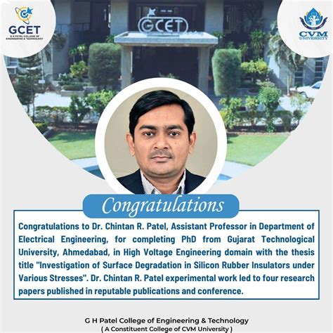 G H Patel College Of Engineering And Technology On Linkedin Cvm Cvmuniversity Greengcet Gcet