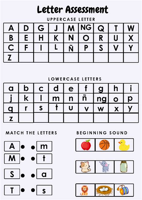 Kinder Assessment Professional Teaching K L M N Ng Q U P P E R C A S E L E T T E R A D G J M