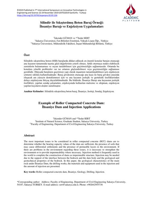 Pdf Example Of Roller Compacted Concrete Dam İhsaniye Dam And Injection Applications