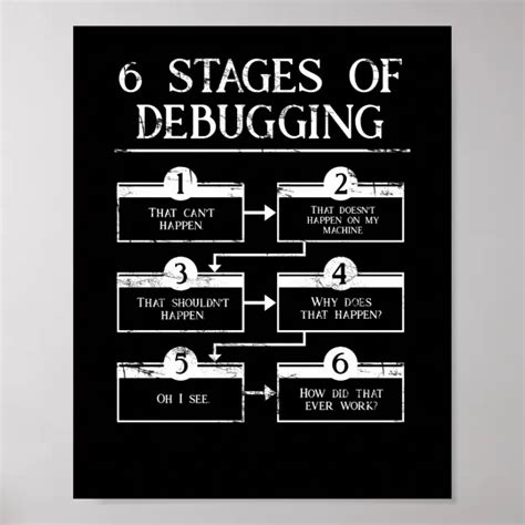 Coding 6 Stages Of Debugging Computer Programming Poster Zazzle