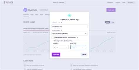 Pusher Settings Real Time Features Setup