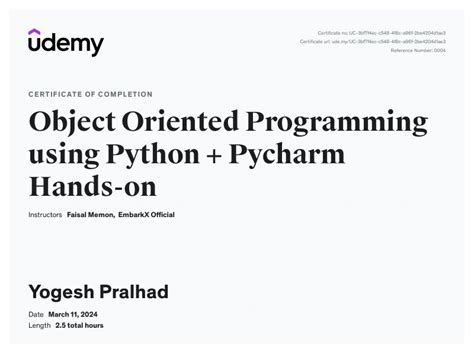 Yogesh Pralhad On Linkedin Hi All I Have Completed An Object Oriented Programming Course On Udemy
