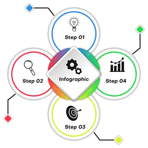 아이콘이 있는 흰색 원 인포그래픽 벡터 인포그래픽 아이콘 워크플로 Png 일러스트 및 벡터 에 대한 무료 다운로드 Pngtree