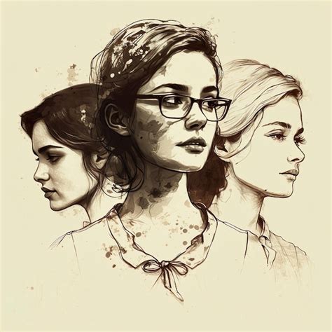 Premium Photo A Drawing Of Three Women