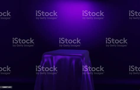 고급스러운 우아한 직물 또는 천 무대 연단 깊은 보라색 색상 일러스트 제품 배경 디스플레이 개념 3d 렌더링 0명에 대한 스톡 사진 및 기타 이미지 Istock