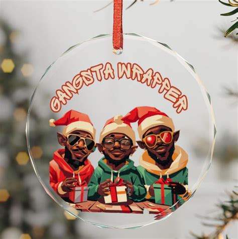 Gangsta Wrapper Rapper Ornament Funny Elf Rapper Christmas Decoration