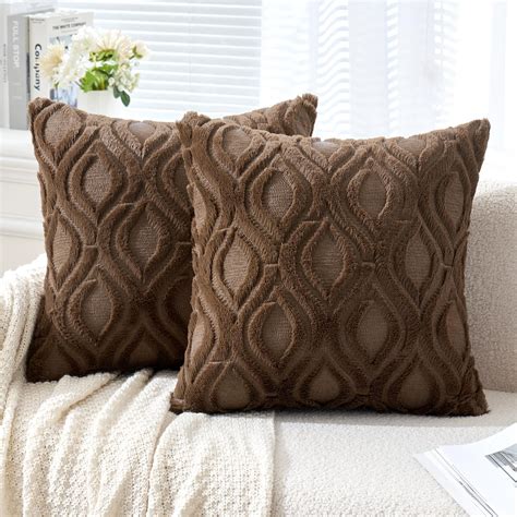 Miulee Dark Brown Throw Pillow Covers 18x18 Inch Soft