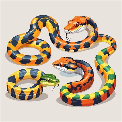 Exotic Snakes Vector On White Background Premium Ai Generated Vector
