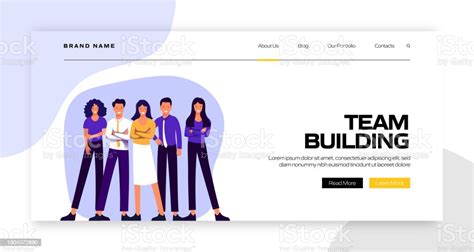 랜딩 페이지 템플릿 웹 사이트 배너 광고 및 마케팅 자료 온라인 광고 비즈니스 프레젠테이션 등에 대한 팀 빌딩 컨셉 벡터 일러스트레이션 경영자에 대한 스톡 벡터 아트 및