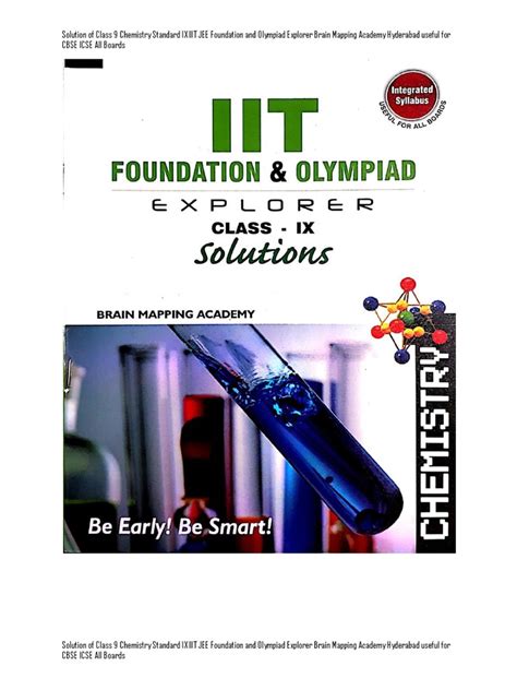 Solution Of Class 9 Chemistry Standard Ix Iit Jee Foundation And Olympiad Explorer Brain Mapping
