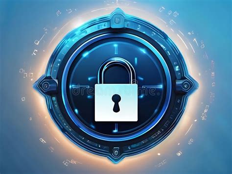 Digital Lock On Blue Compass Background Stock Illustration
