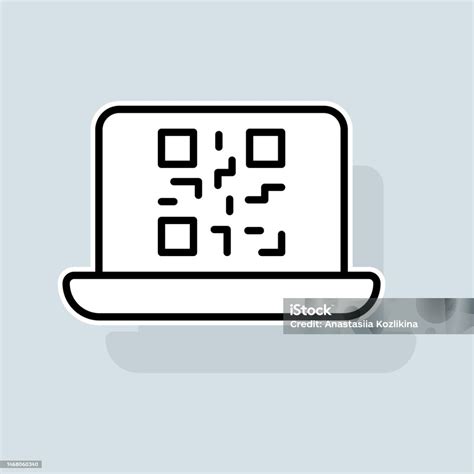 Ordinateur Portable Avec Icône De Ligne De Code Qr Autocollant Étiquetage Du Produit