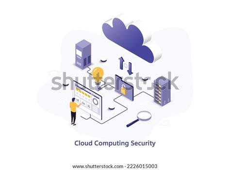 Cloud Server Data Protection Platform Isometric Stock Vector Royalty