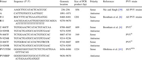 Pcr Primer Used For The Detection And Discrimination Of Strains Of Pvy