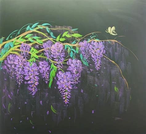 粉笔画 紫藤，小羊羊 绘 花瓣网