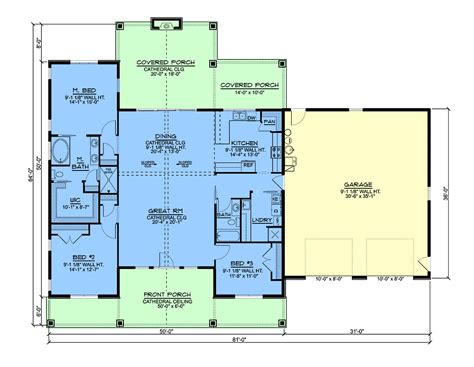 House Plan 41841 Craftsman Style With 2030 Sq Ft 3 Bed 2 Bath