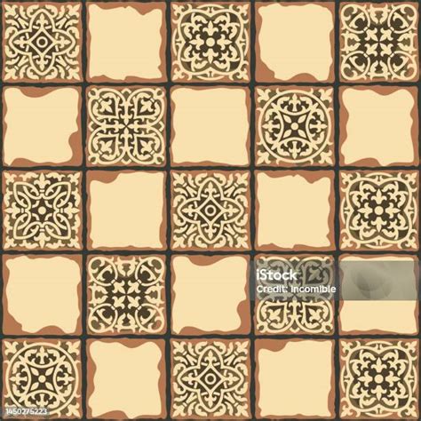 고대 세라믹 타일 완벽 한 패턴입니다 벽 또는 바닥 질감 장식 골동품 돌 장식입니다 건축에 대한 스톡 벡터 아트 및 기타 이미지 건축 고대의 고딕 양식 Istock