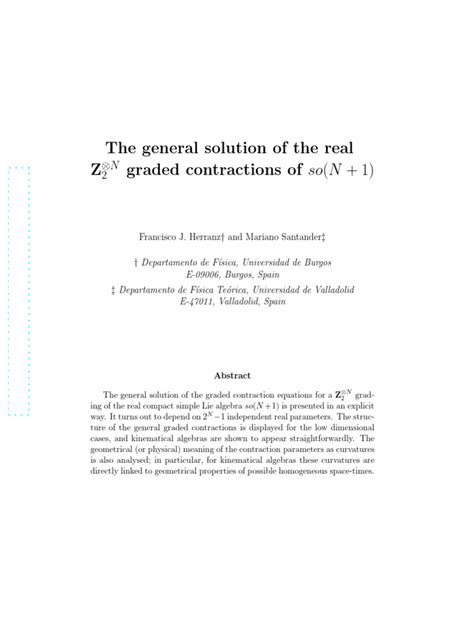 The General Solution Of The Real Z2n Graded Contractions Of Son1 Pdf