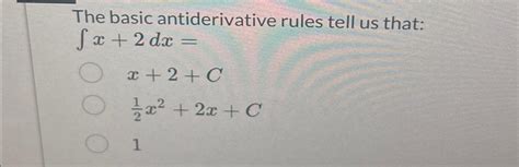 Solved The Basic Antiderivative Rules Tell Us