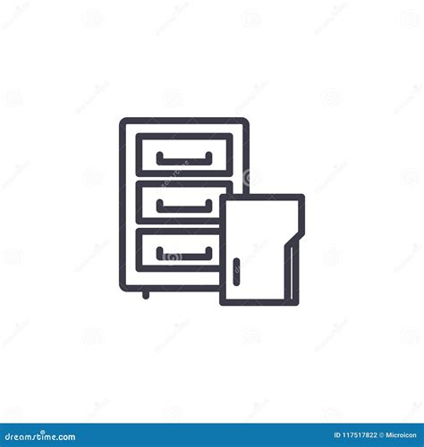 Filing Cabinet Linear Icon Concept Filing Cabinet Line Vector Sign