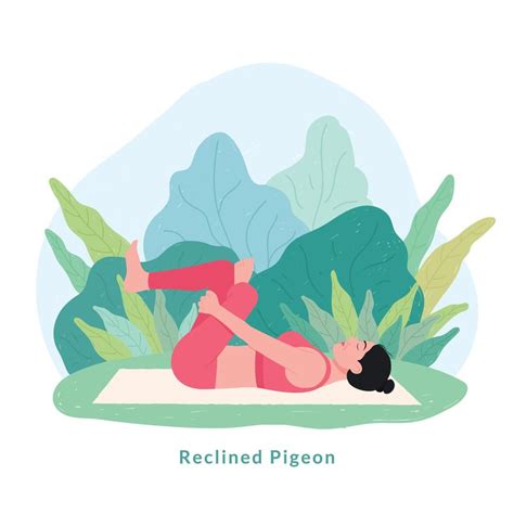 Reclined Pigeon Yoga Pose Young Woman Woman Doing Yoga For Yoga Day