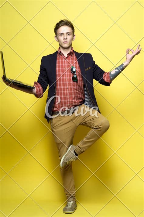 Smart Philosopher With Computer Photos By Canva