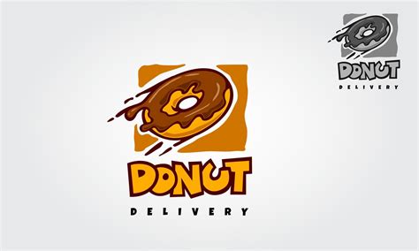 Donut Delivery Vector Logo Template Playful Food Delivery Logo Cartoon