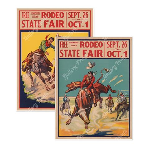 Set Of Two 2 Rodeo State Fair Advertisements Free Strawberry Roan