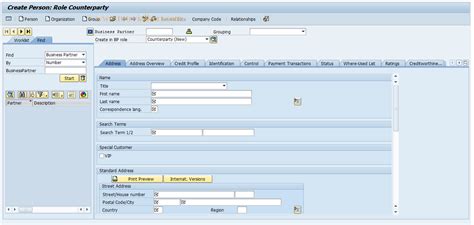 Ftb01511 Sap Tcode Create Counterparty