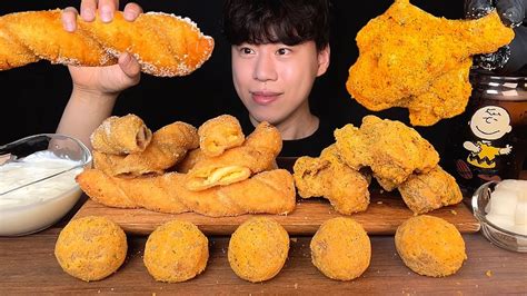 Sub Bhc 사이드 신메뉴 단팥 트위스트 And 크림치즈 트위스트 뿌링클 치킨 뿌링 치즈볼 먹방 Mukbang Asmr