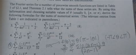 Solved The Fourier Series For A Number Of Piecewise Smooth