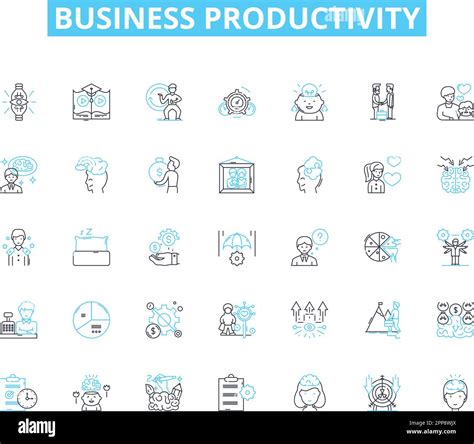 Business Productivity Linear Icons Set Efficiency Optimization Streamlining Innovation