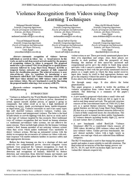 violence recognition from videos using deep learning techniques3 pdf deep learning