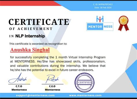 Anushka Singhal On Linkedin Nlp Internship Mentorness Careerdevelopment