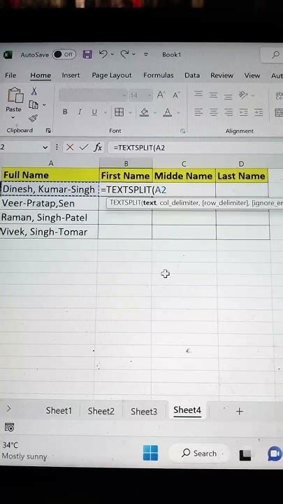 Split Names Based On Delimiter In Excel 🔥 Important Excel Function ‼️ Excelshortcuts