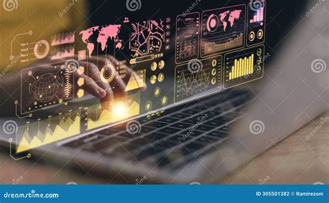 An Analyst Uses A Computer And Dashboard For Data Business Analysis And A Data Management System