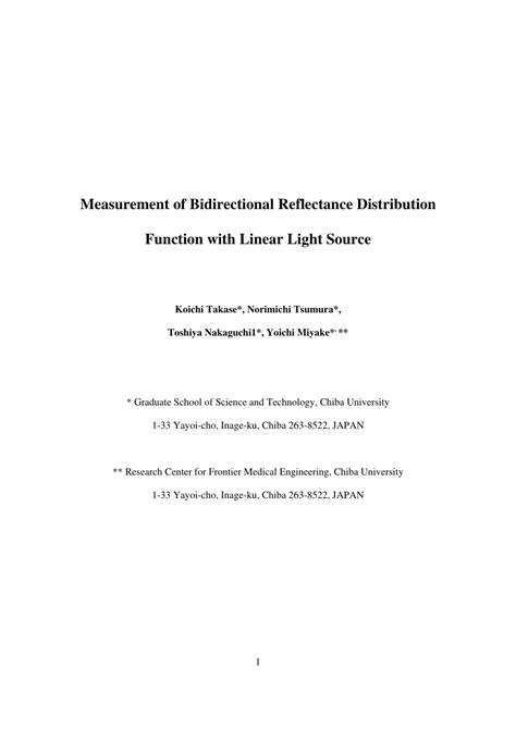Pdf Measurement Of Bidirectional Reflectance Distribution Function