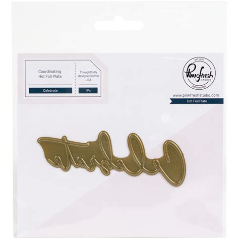 Pinkfresh Studio Hot Foil Plate Celebrate Crafted With Love And Roses