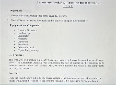 Laboratory Work Transient Response Of RC Chegg