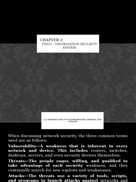 Chapter 2 Vulnerabilities Threats And Attacks Pdf Denial Of Service Attack Information
