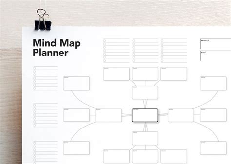 Printable Mind Map Planner Visual Planner Mind Map Template Visual Brainstorm Map Visual