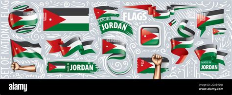 Vector Set Of The National Flag Of Jordan In Various Creative Designs