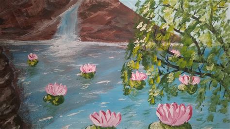 РИСУЕМ ГУАШЬЮ ПЕЙЗАЖ ГОРЫ И КУВШИНКИ Уроки рисования для начинающих художников Шаг за шагом