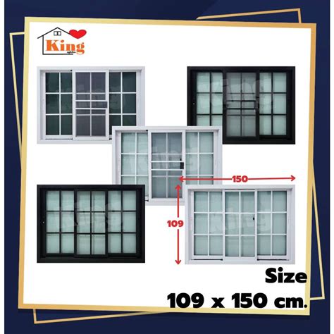 หน้าต่างบานเลื่อนอลูมิเนียม 3 ช่อง ลายโมเดิร์น 109x150 Cm วงกบขอบใหญ่ถูกที่สุด ส่งไว สินค้า