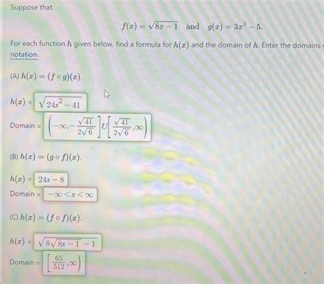 solved suppose that f x 8x−1 and g x 3x2−5 for each