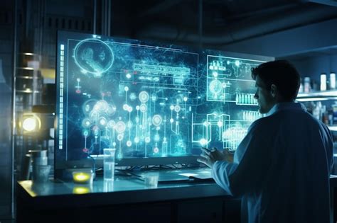 Scientists Collaborating On Data Analysis In A Generative Ai Premium Ai Generated Image