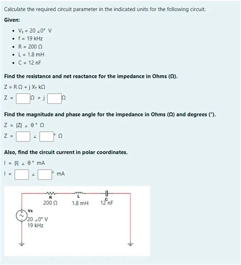 Solved Calculate The Required Circuit Parameter In The