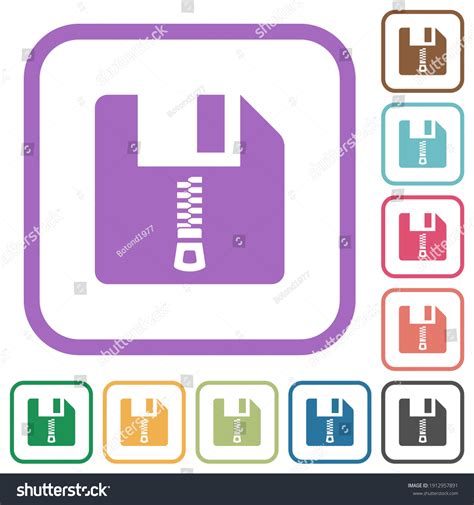 Compressed File Simple Icons In Color Rounded Royalty Free Stock Vector Avopix