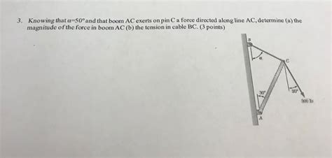 Solved 3 Knowing That A 50° And That Boom Ac Exerts On Pin